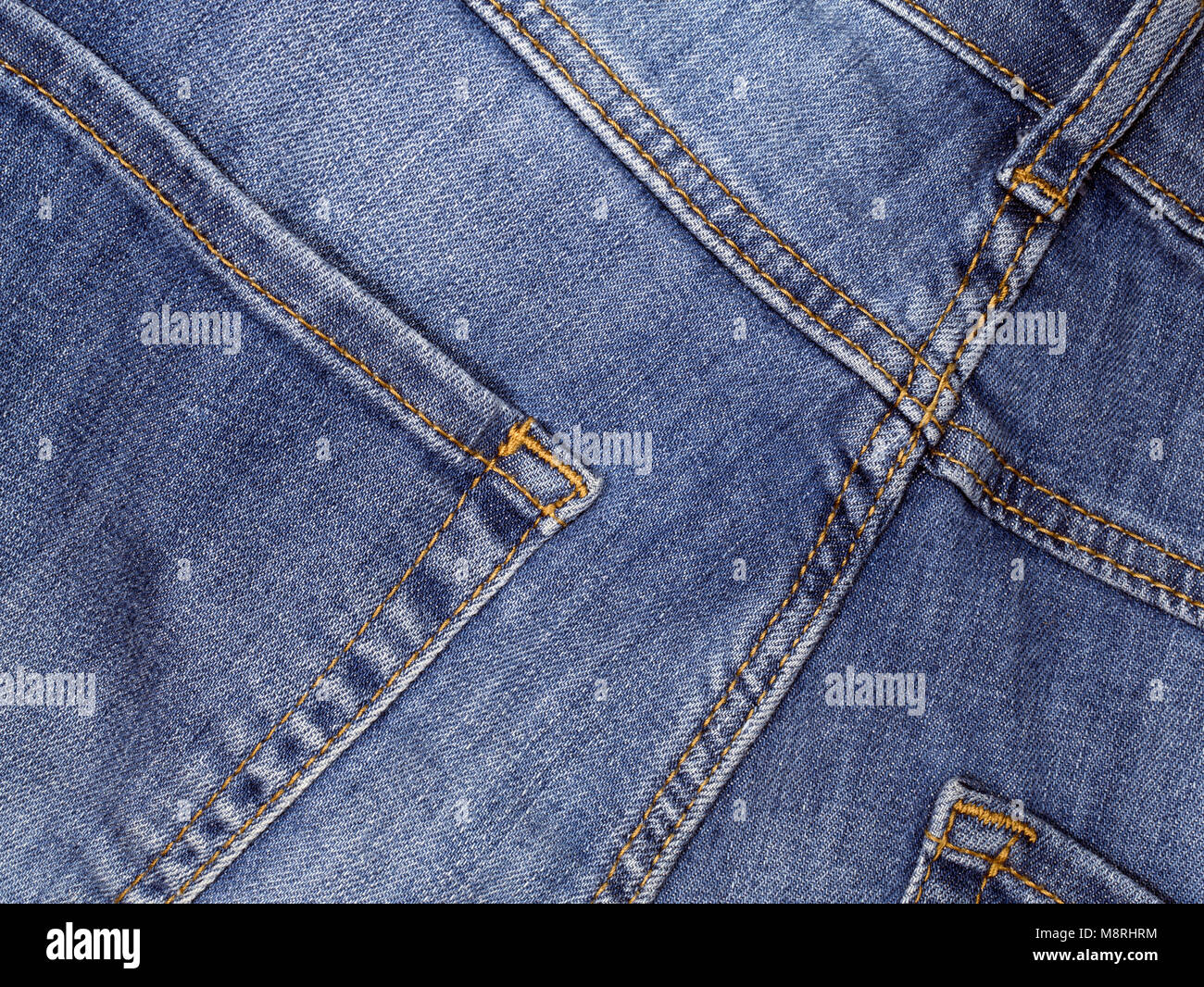View of textured blue jeans from the back pocket Stock Photo - Alamy