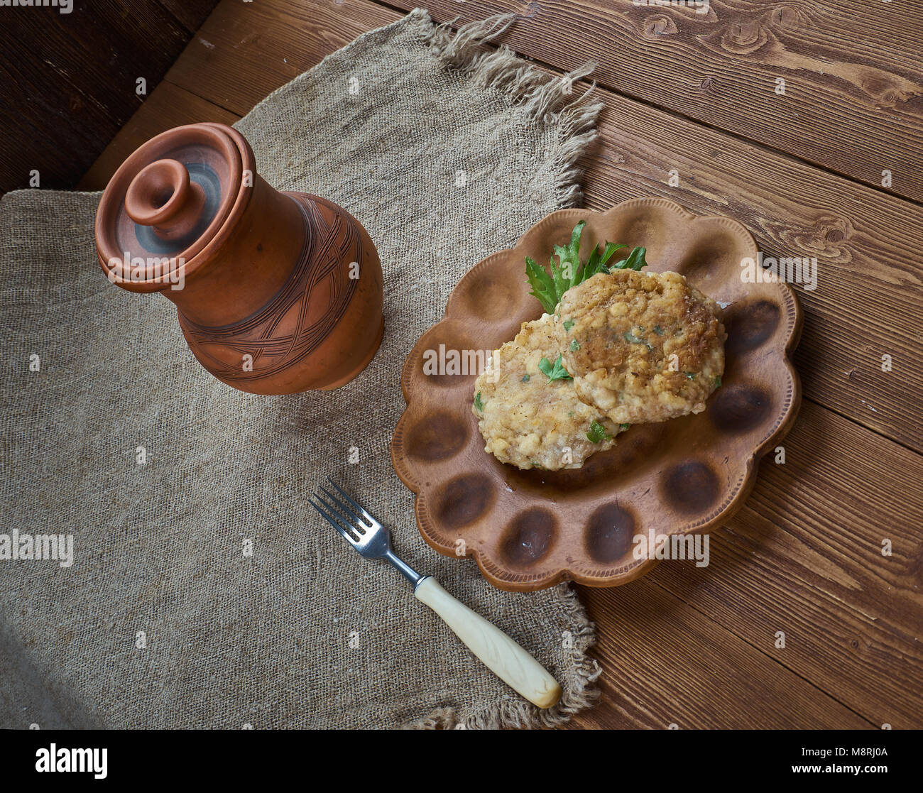 Traditional Newfoundland fish cakes close up Stock Photo - Alamy