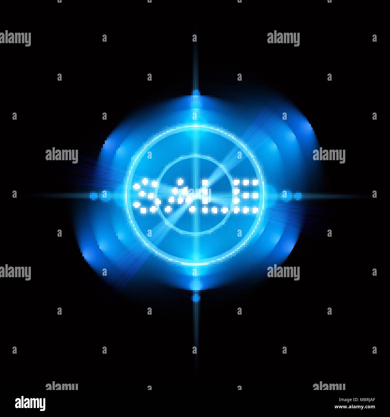 Sale glowing neon sign with target on the black background Stock Vector ...