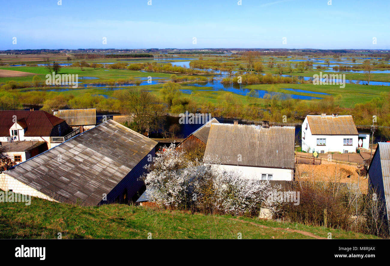 Wizna, Masuria region / Poland - 2007/04/14: Panoramic view of wetland ...