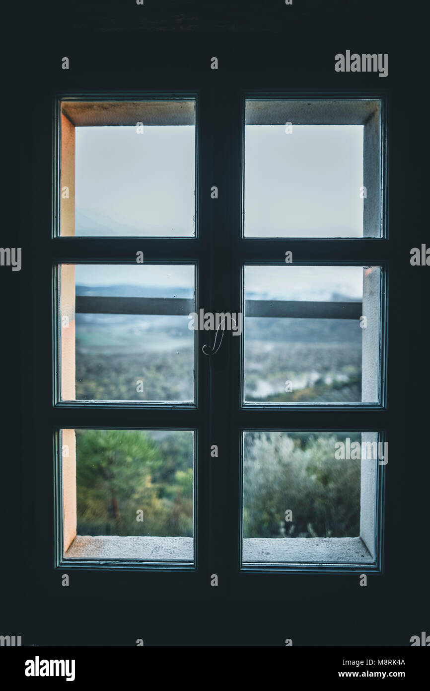 Landscape seen through window Stock Photo - Alamy