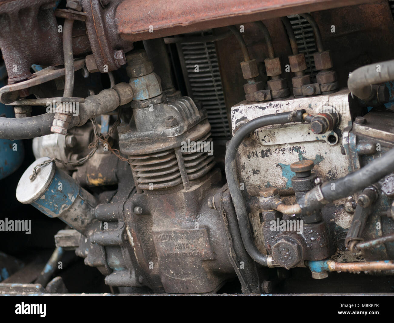 Diesel Engine of an old tractor Stock Photo - Alamy