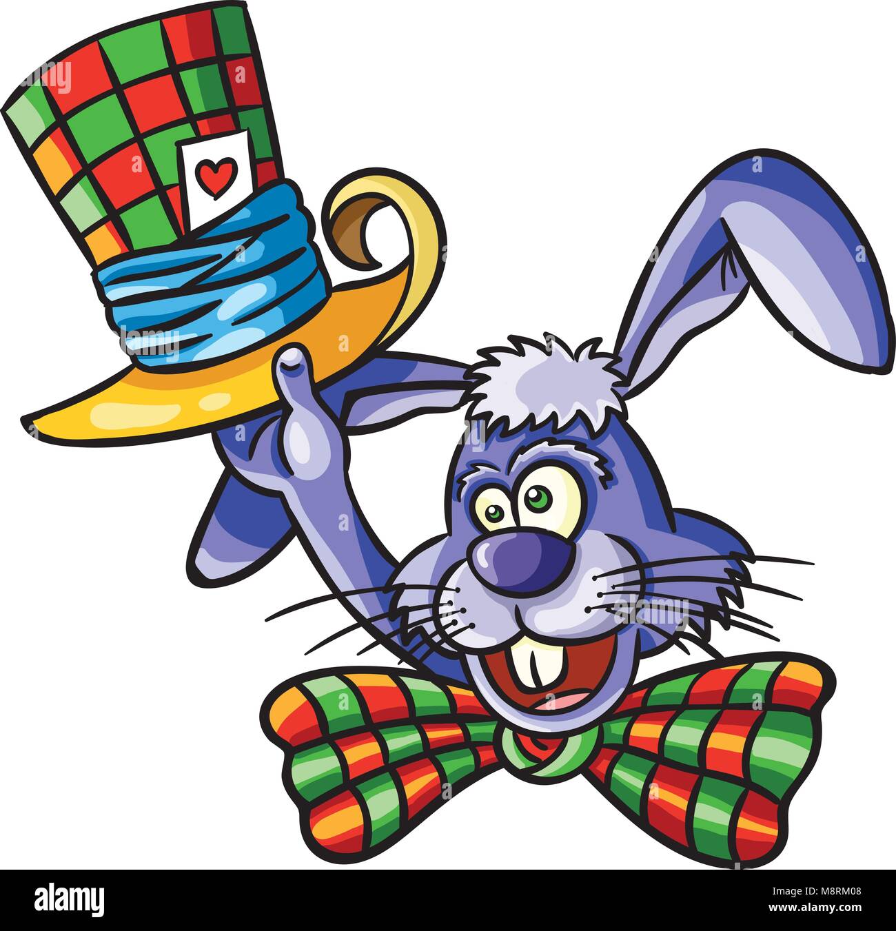 Vector illustration of colorful loony bunny with magician top hat in ...
