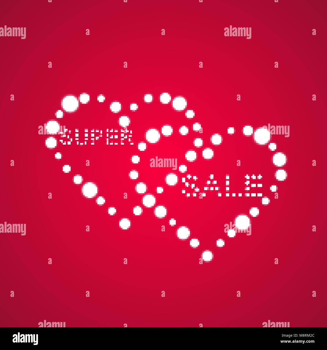 Vector illustration with glowing text sale and with lights two hearts ...