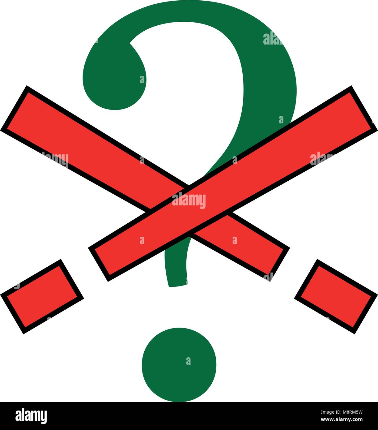 Vector illustration of question mark crossed out by 2 exclamation ...