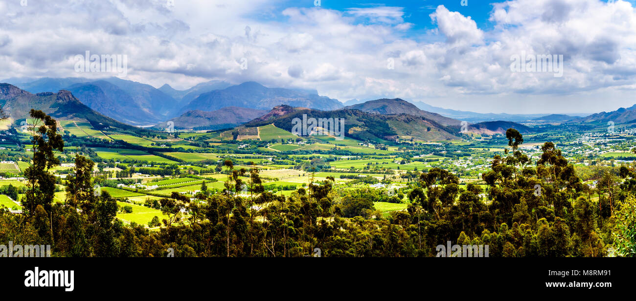 Panorama View of Franschhoek Valley in Western Cape province with its ...