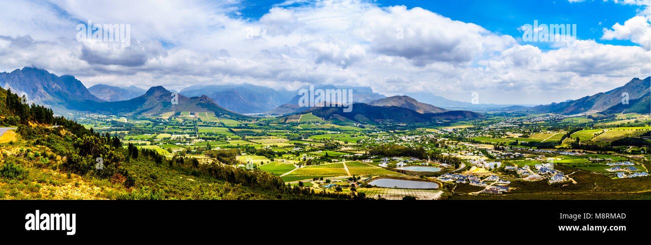 Panorama View of Franschhoek Valley in Western Cape province with its ...