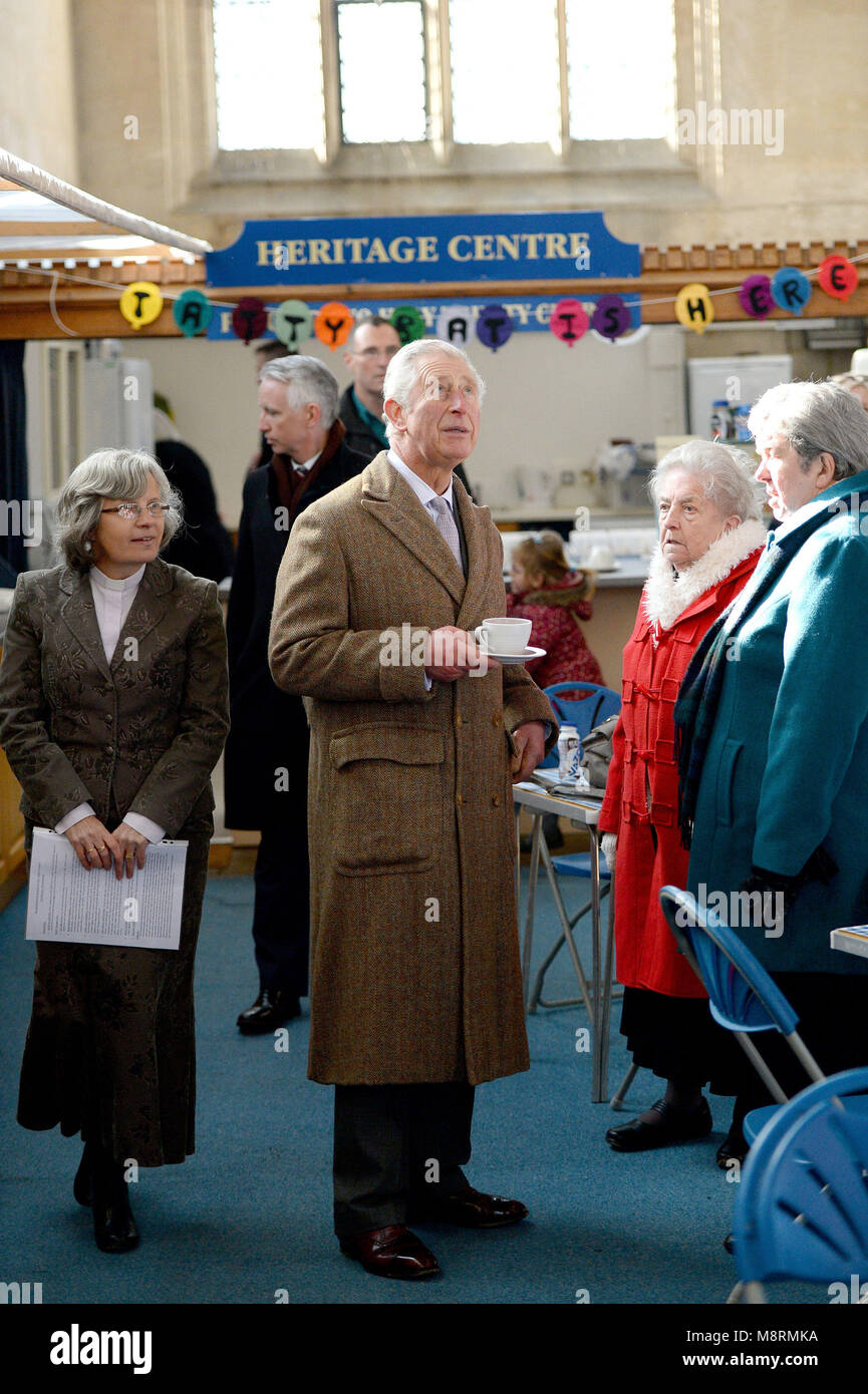 Reverend Sue Allison (left) introduces the Prince of Wales to members ...
