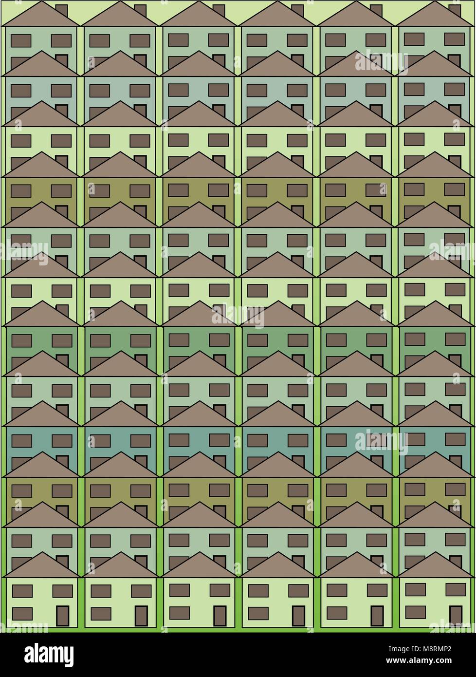 Rectangle filled with block housing of mini green, blue and aqua homes ...