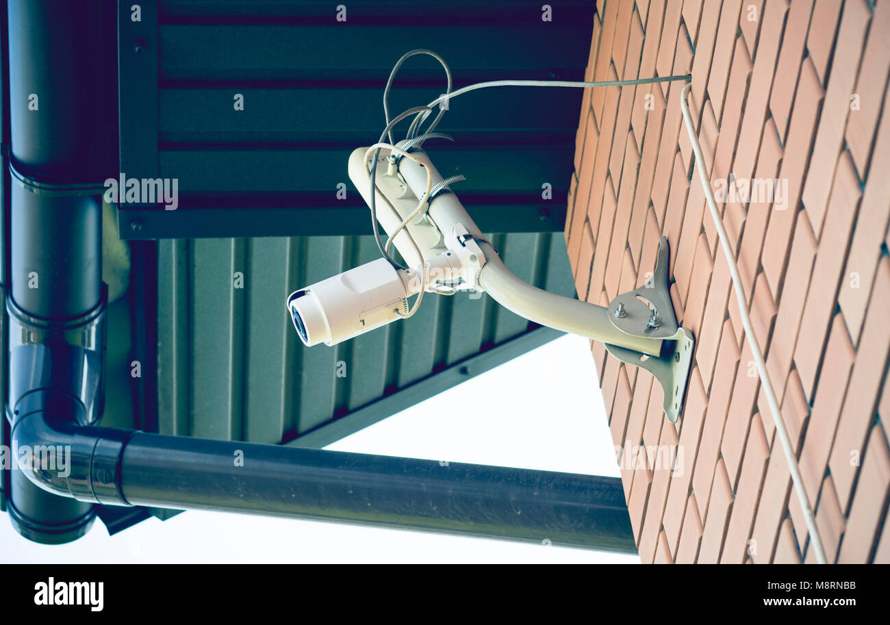 Security Video Camera CCTV, record monitor in city town Stock Photo - Alamy