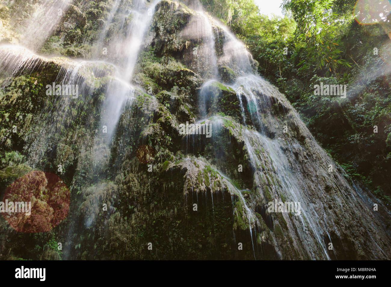 Low angle view of waterfall Stock Photo - Alamy