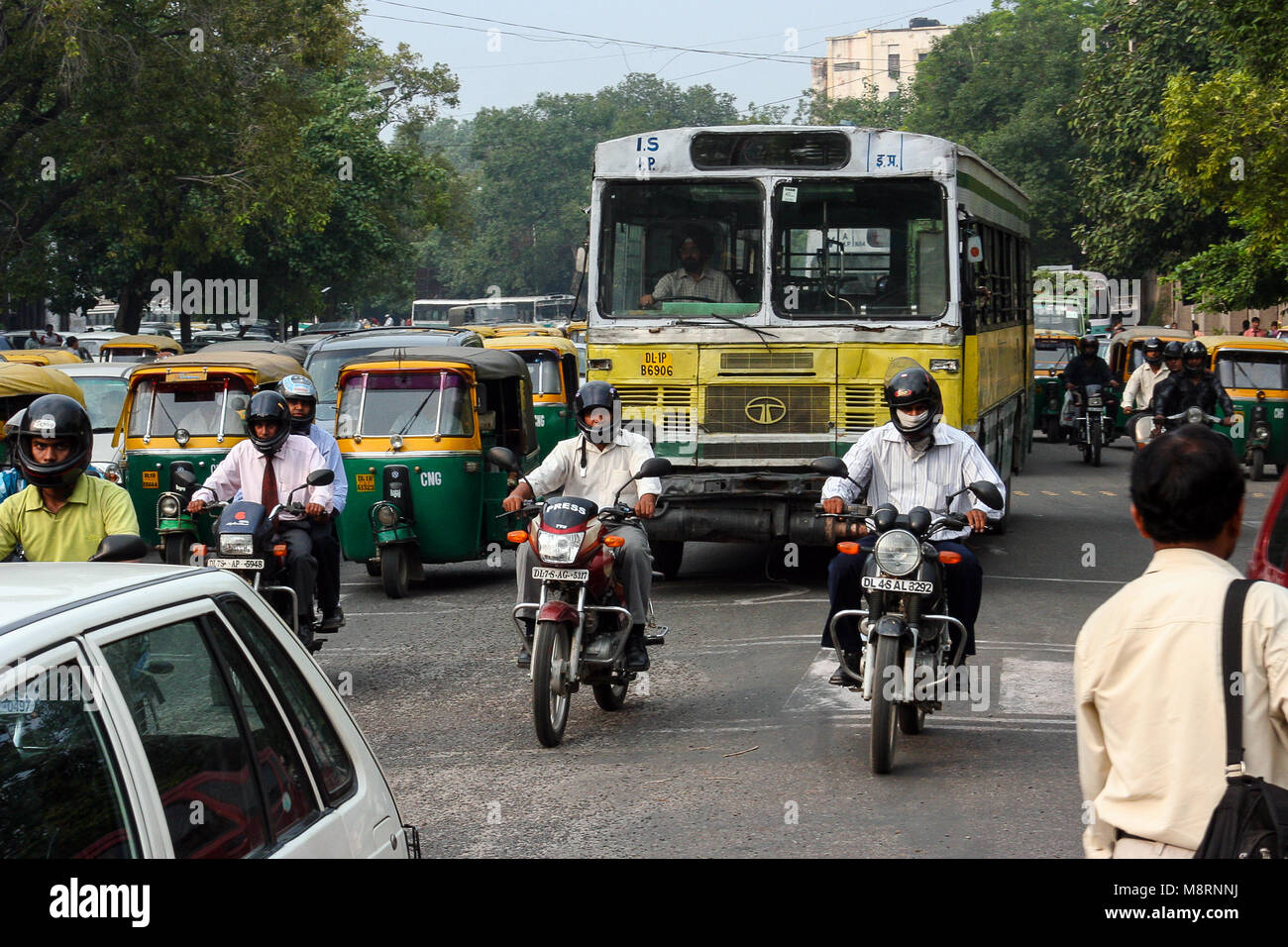 New Delhi, India: motorcycles in New Delhi traffic Stock Photo - Alamy