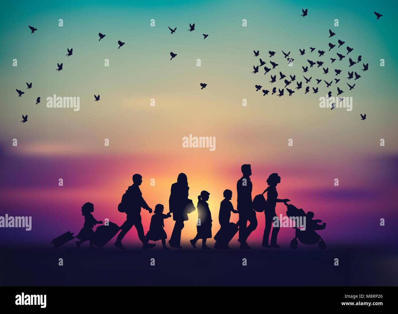 Immigrant family Stock Vector Images - Alamy