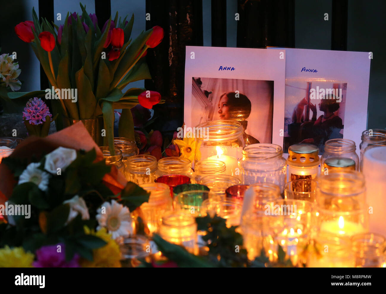 People attend a vigil honouring Anna Campbell in her home town of Lewes ...