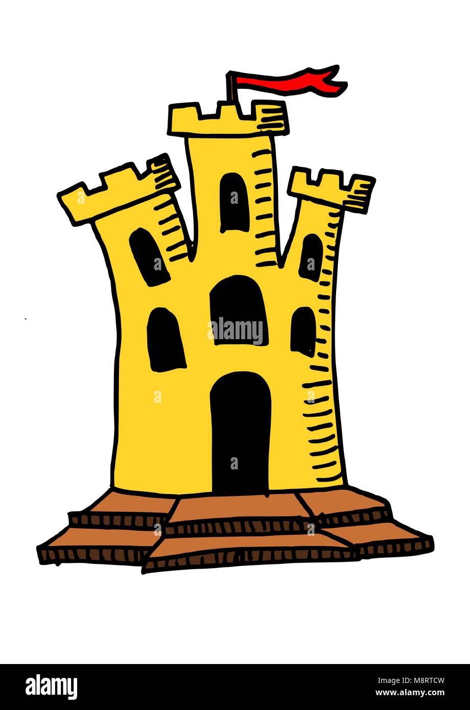 hand drawn cartoon of a castle tower Stock Vector Image & Art - Alamy