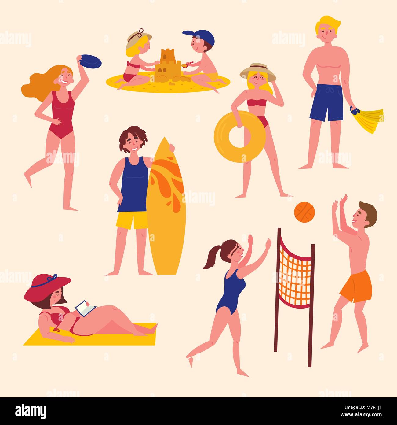 Summer activities on the beach. Sport and leisure Stock Vector Image ...