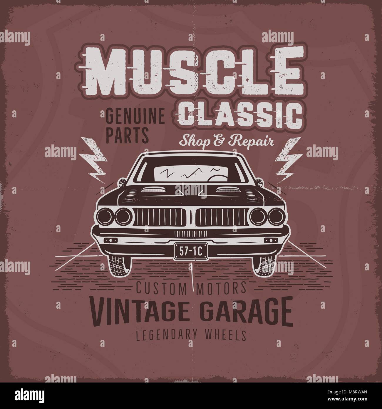 Vintage hand drawn muscle car t shirt design. Classic car poster with ...