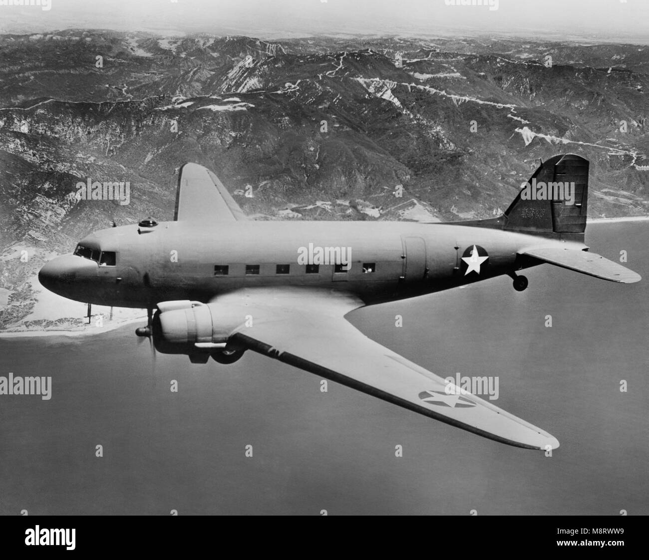 U.S. Army Douglas C-47 Military Aircraft, In-Flight, Office of War ...