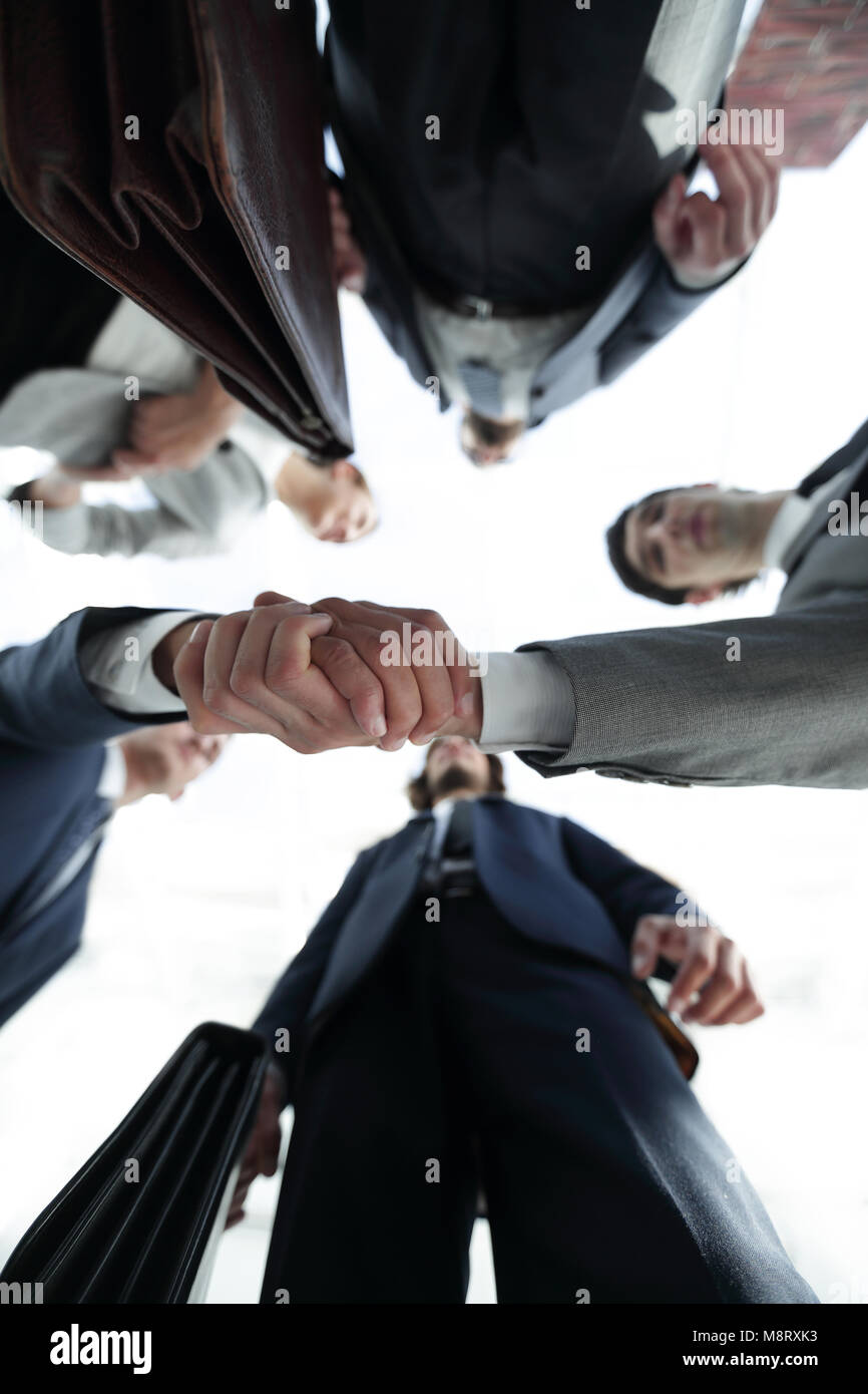 bottom view.business handshake Stock Photo - Alamy