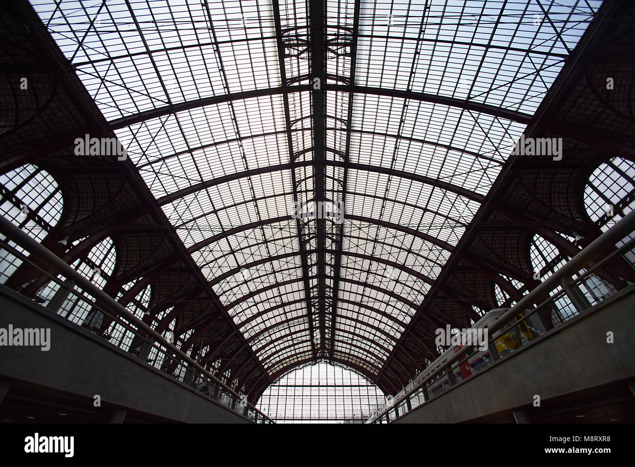 Low angle view of ceiling at railroad station Stock Photo - Alamy