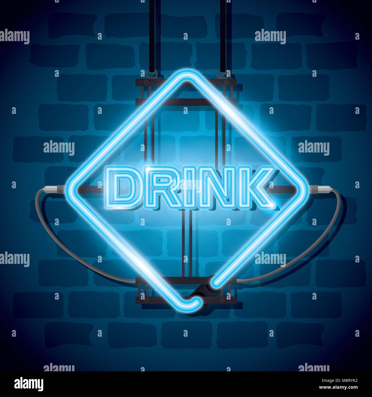 drink bar neon label vector illustration design Stock Vector Image ...