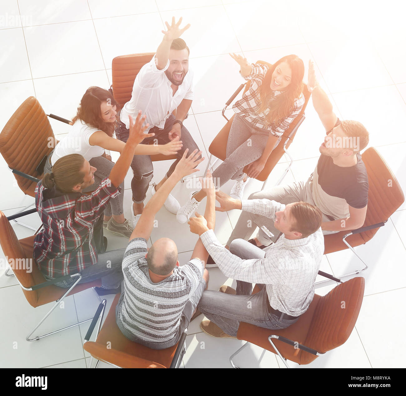 top view,creative team by showing your success Stock Photo - Alamy