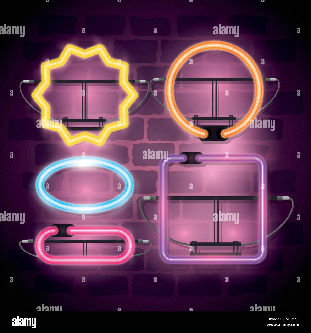 set neon labels icons vector illustration design Stock Vector Image ...