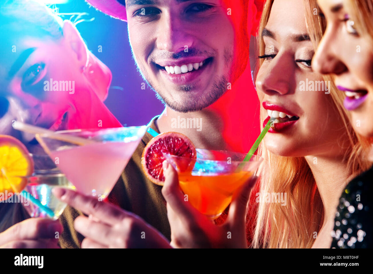 Cocktail party with group people dancing and drink cocktail Stock Photo ...