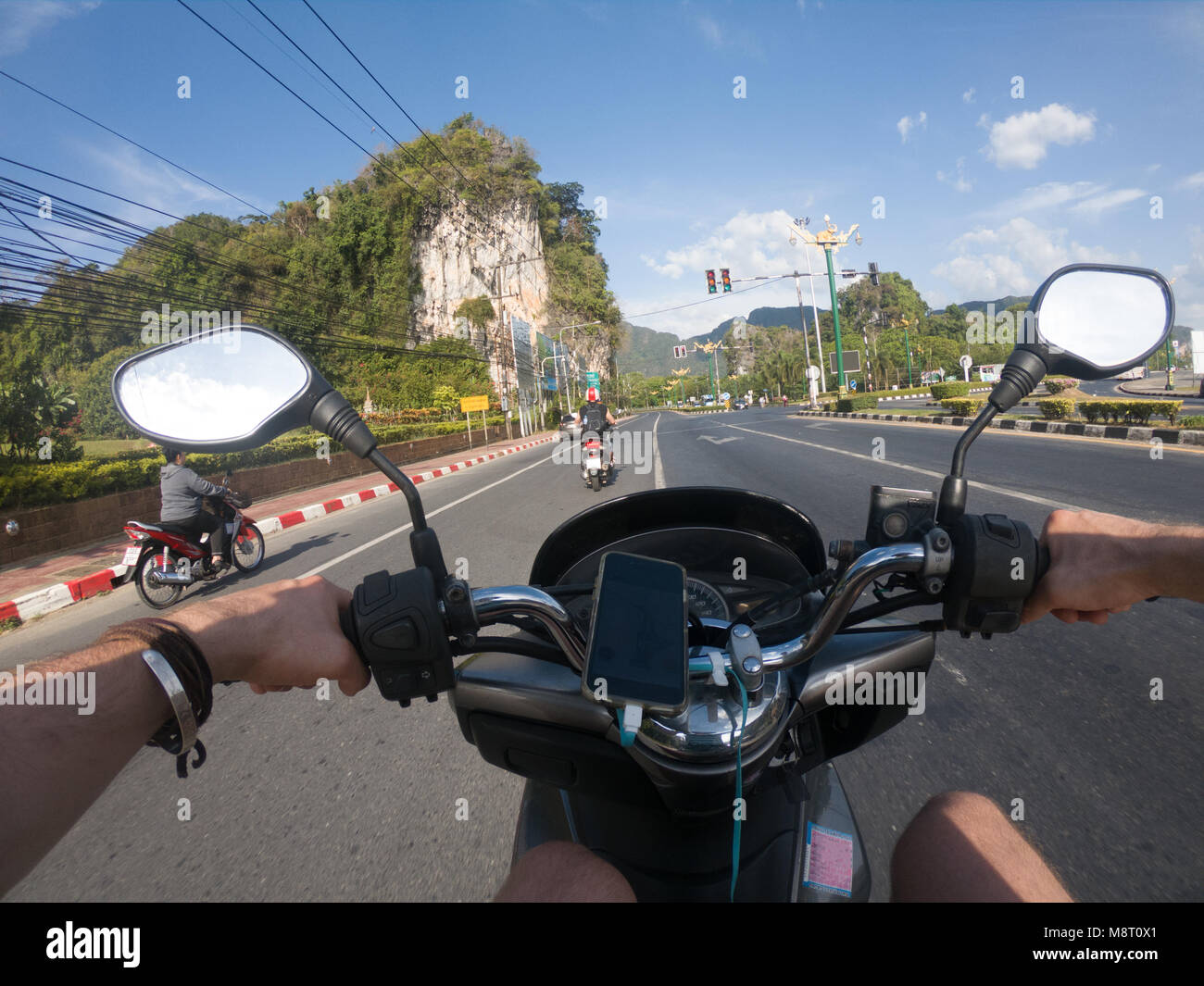 bike street first person view scooter asia thailand urban city ride ...