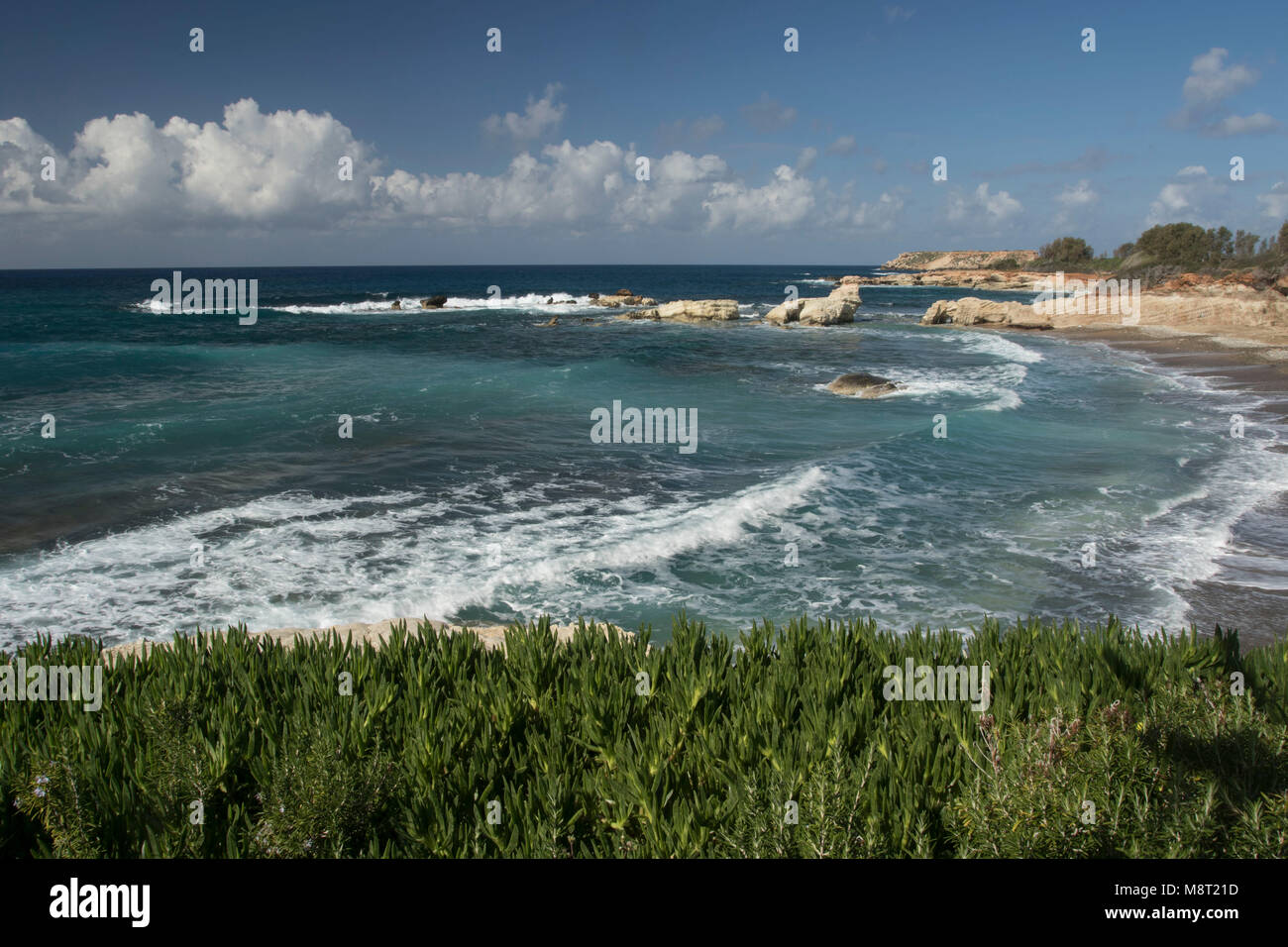 Maniki beach views in the sunshine, Paphos, Cyprus Stock Photo - Alamy
