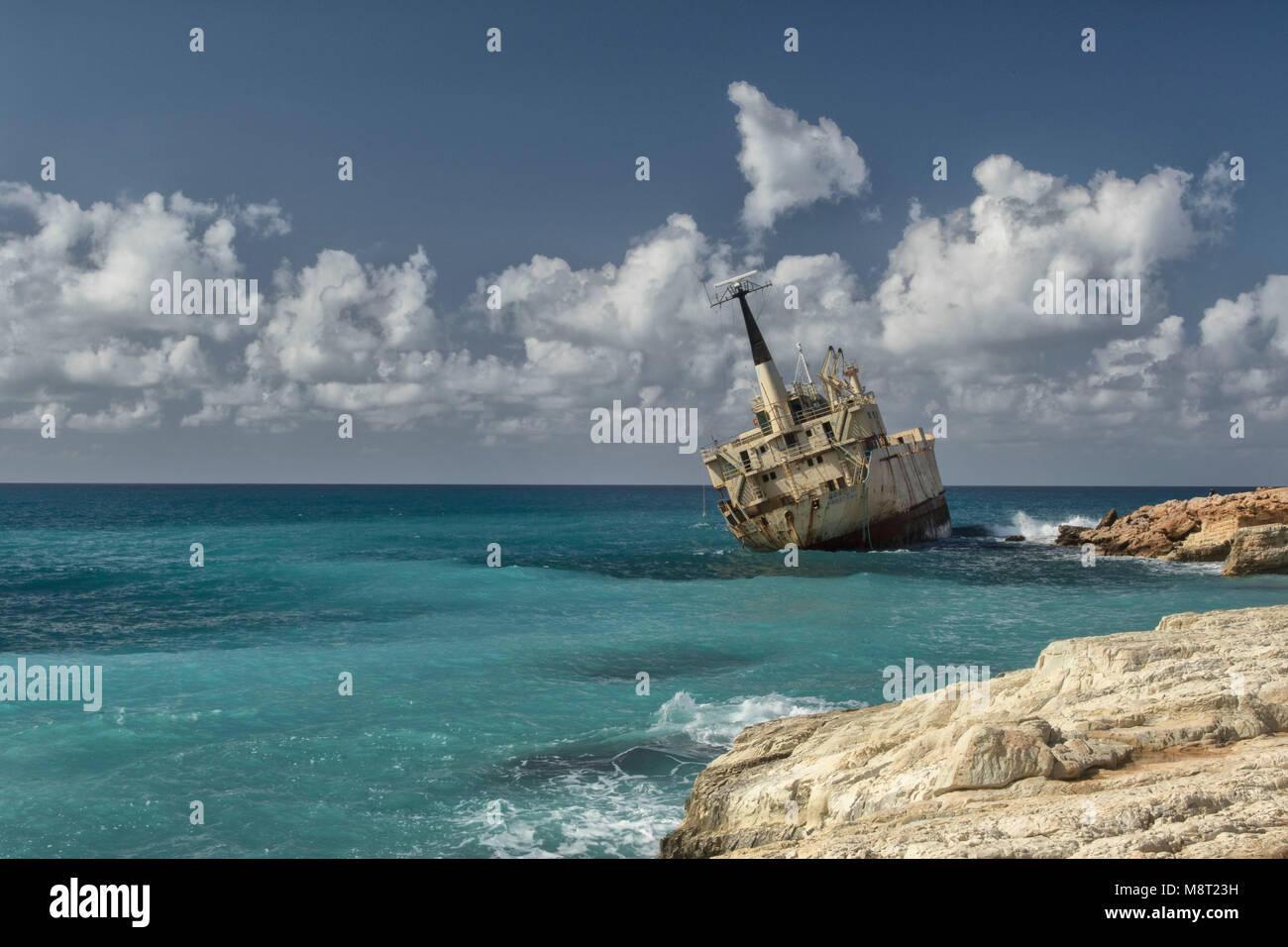The Edro 3 shipwreck on the coast of Pegeia, Paphos district, Cyprus ...