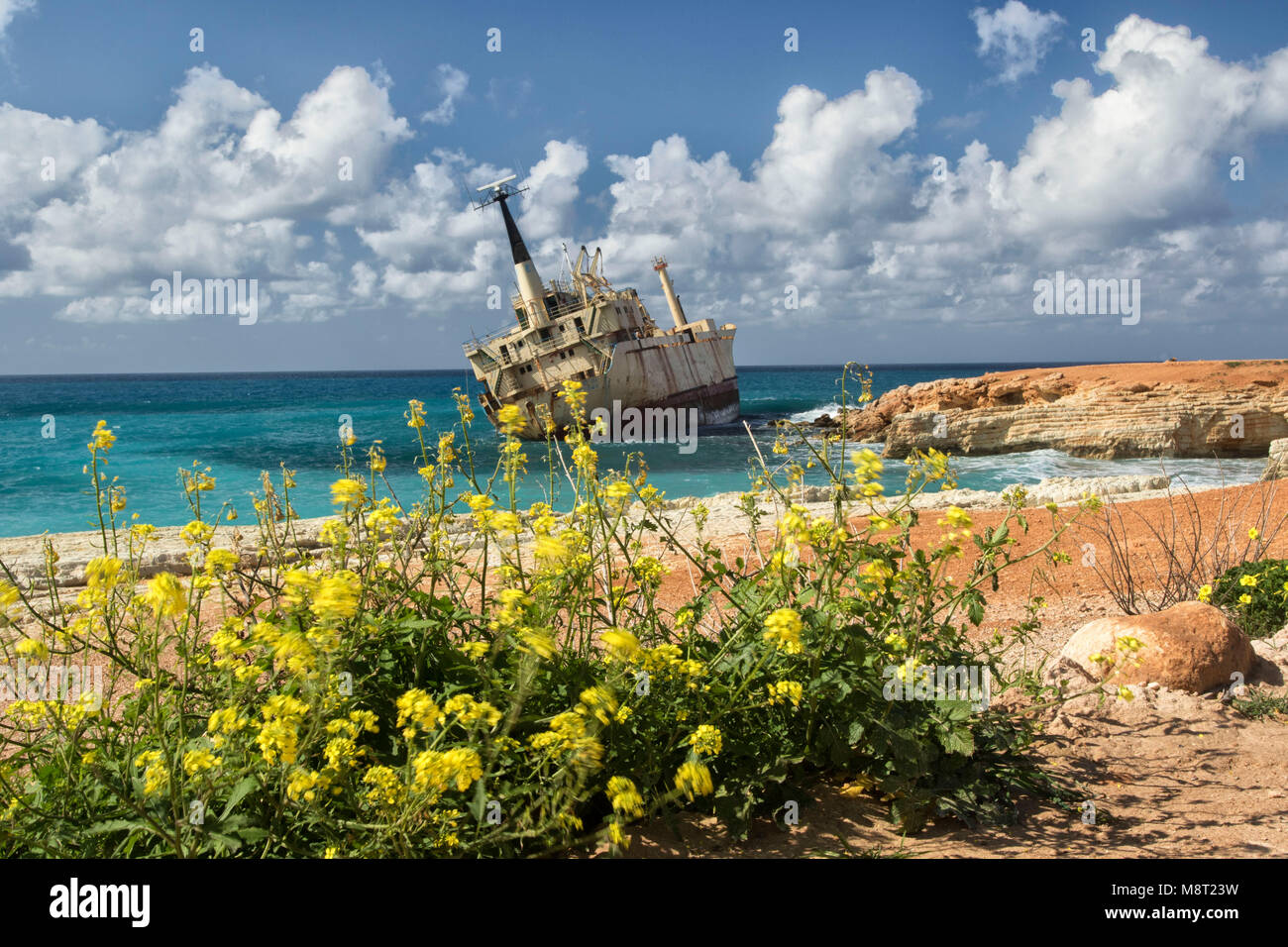 The Edro 3 shipwreck on the coast of Pegeia, Paphos district, Cyprus ...