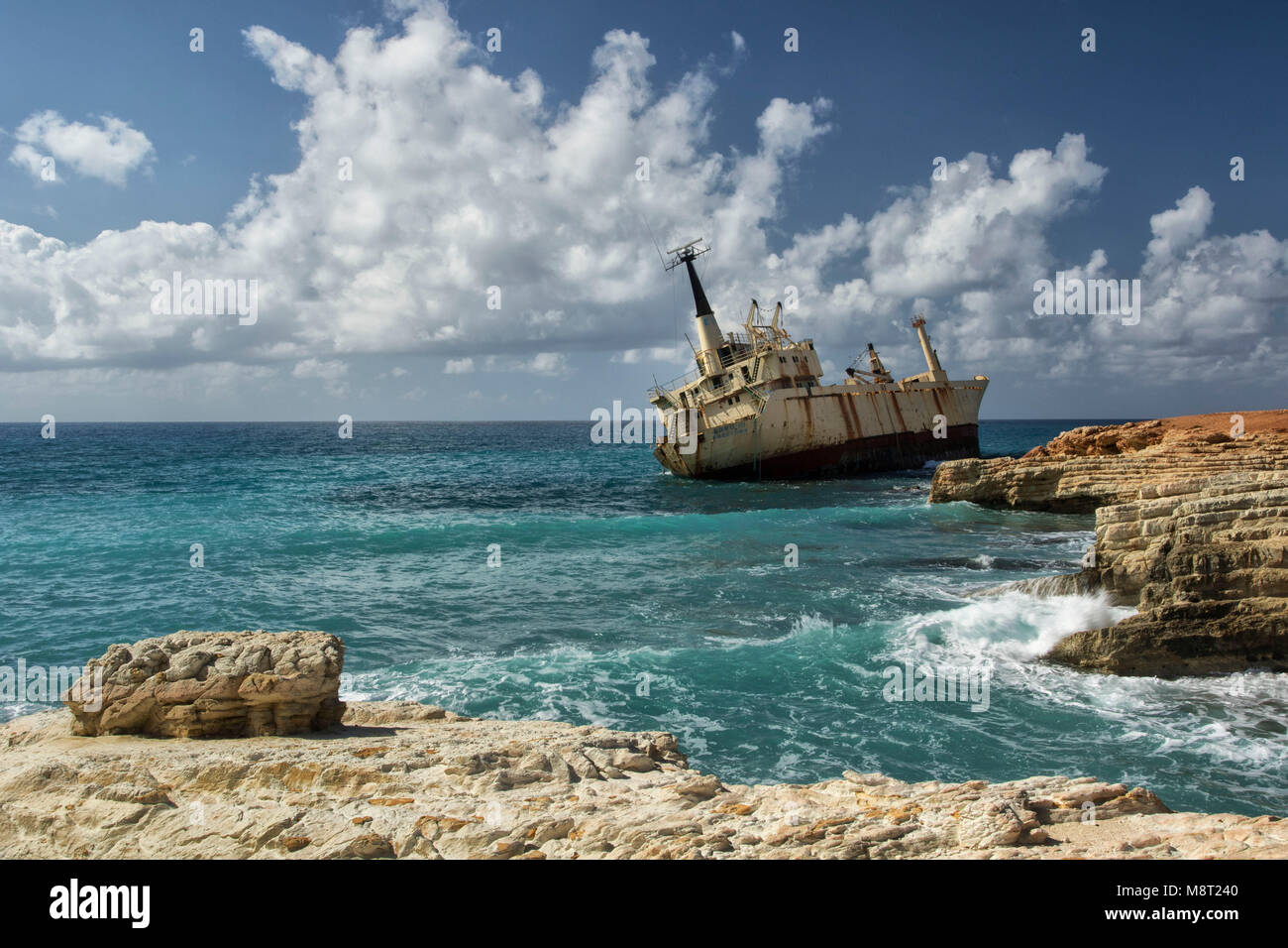 The Edro 3 shipwreck on the coast of Pegeia, Paphos district, Cyprus ...