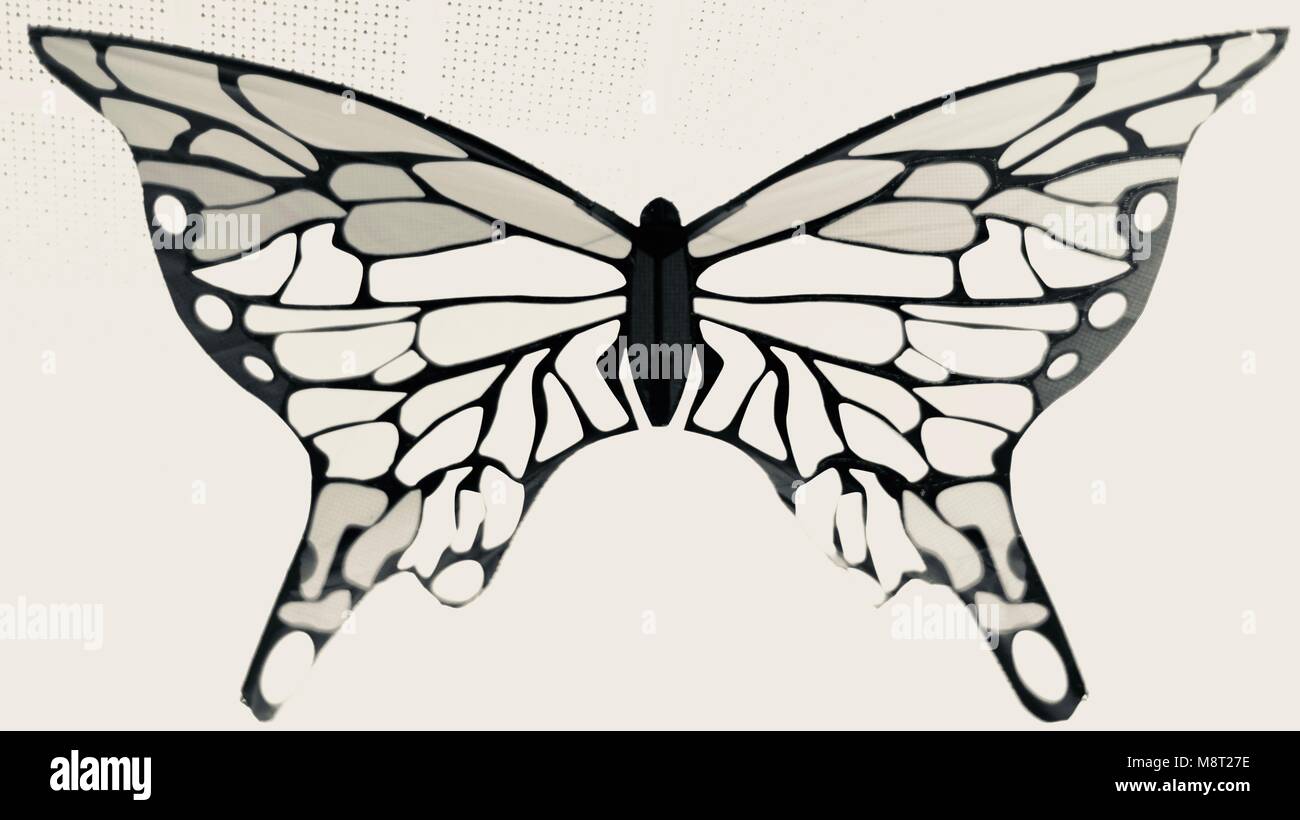 Butterfly kite on the roof of the childrens section at a library ...