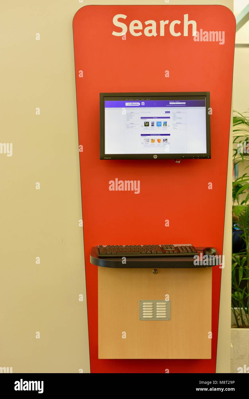 Search station at a library, CityLibraries Aitkenvale, Townsville ...