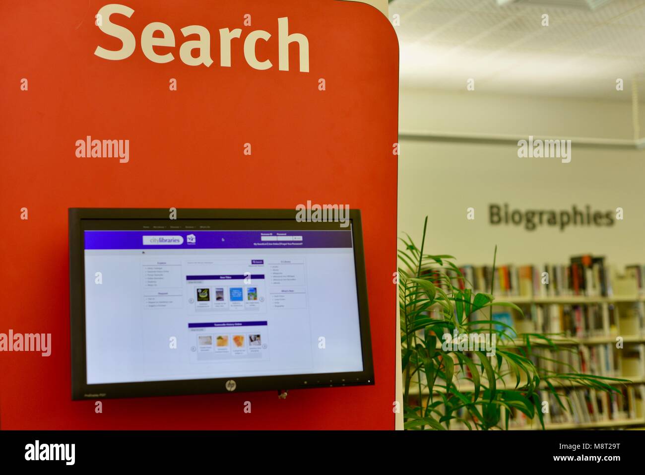Search station at a library, CityLibraries Aitkenvale, Townsville ...