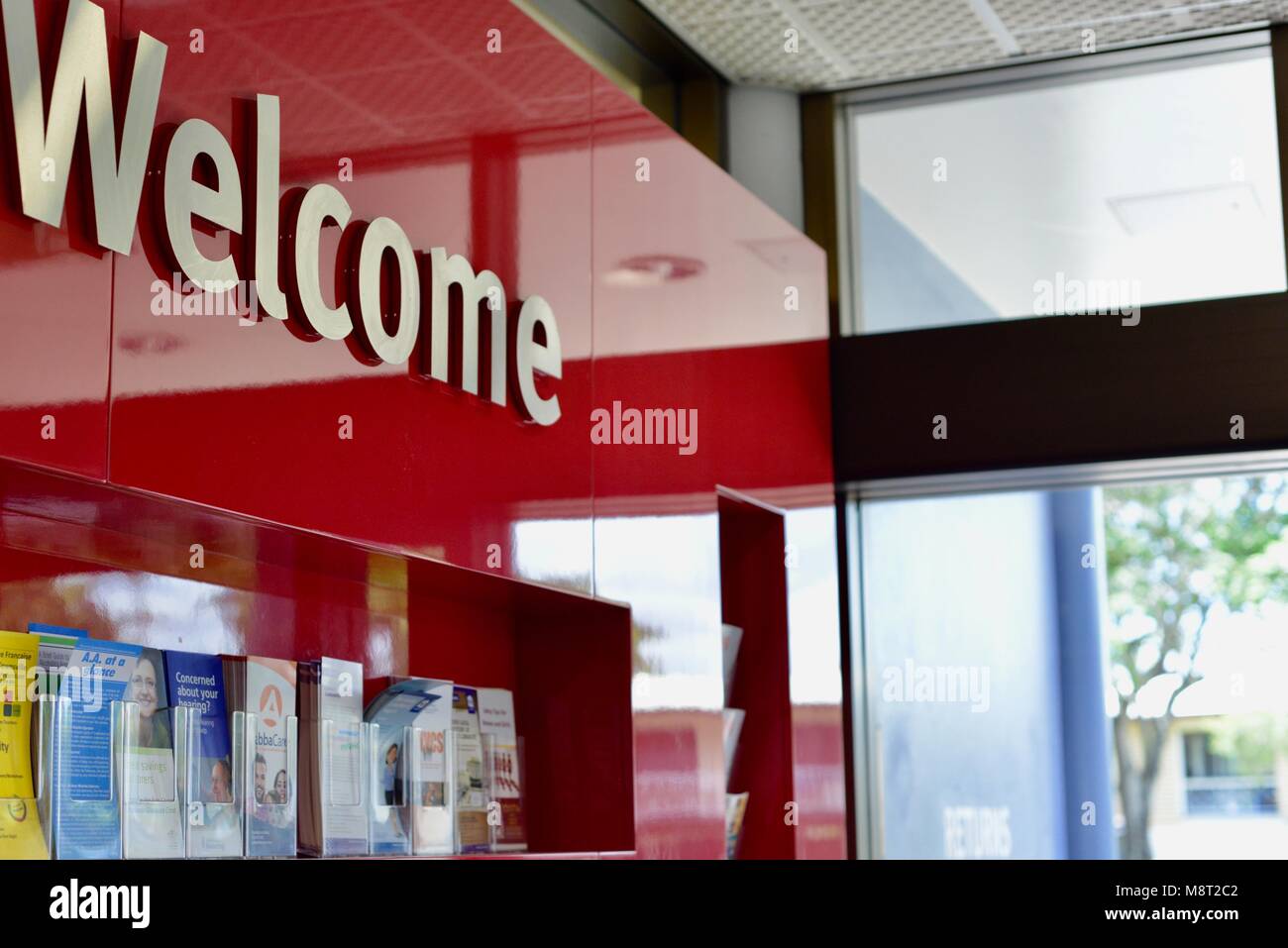 Welcome sign at a library, CityLibraries Aitkenvale, Townsville ...