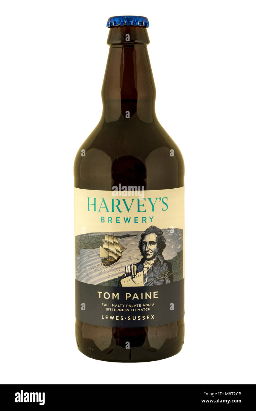Harvey's of Lewes Brewery - Tom Paine Bottled Beer Stock Photo - Alamy