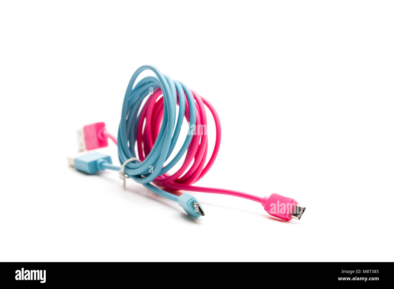 Colorful usb cables isolated on white Stock Photo - Alamy