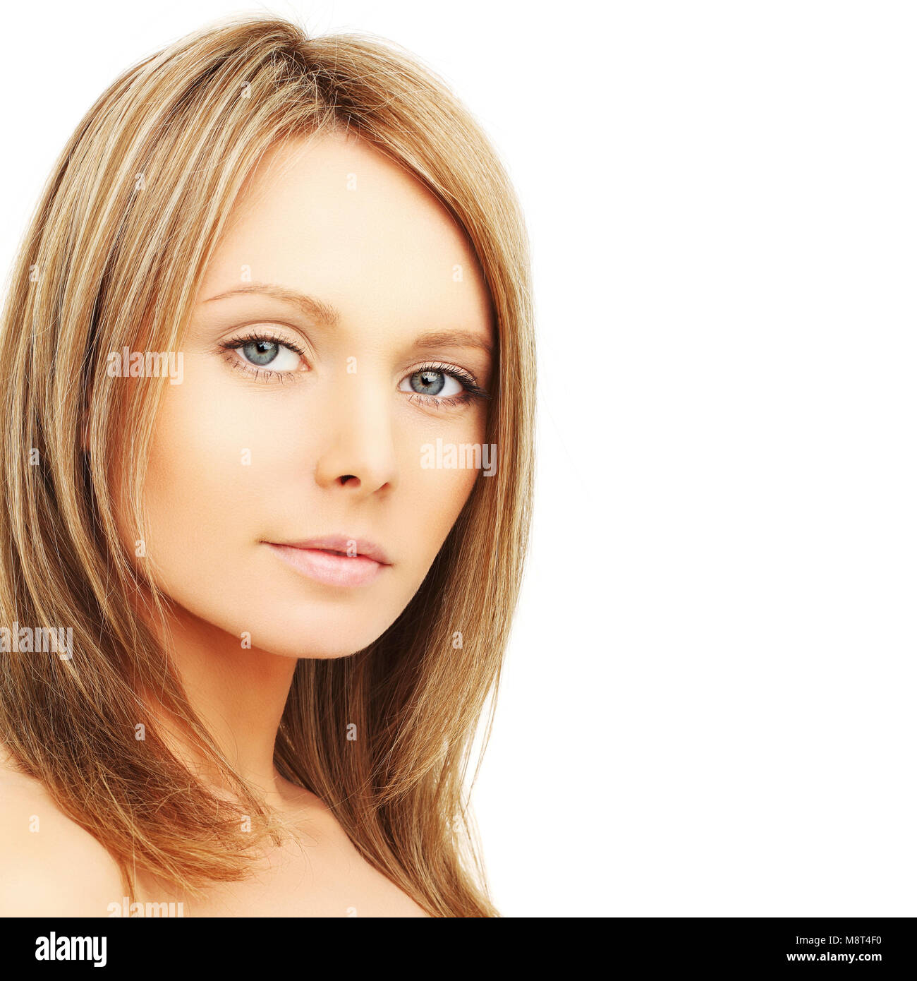 Beautiful woman with natural makeup, face close-up Stock Photo - Alamy