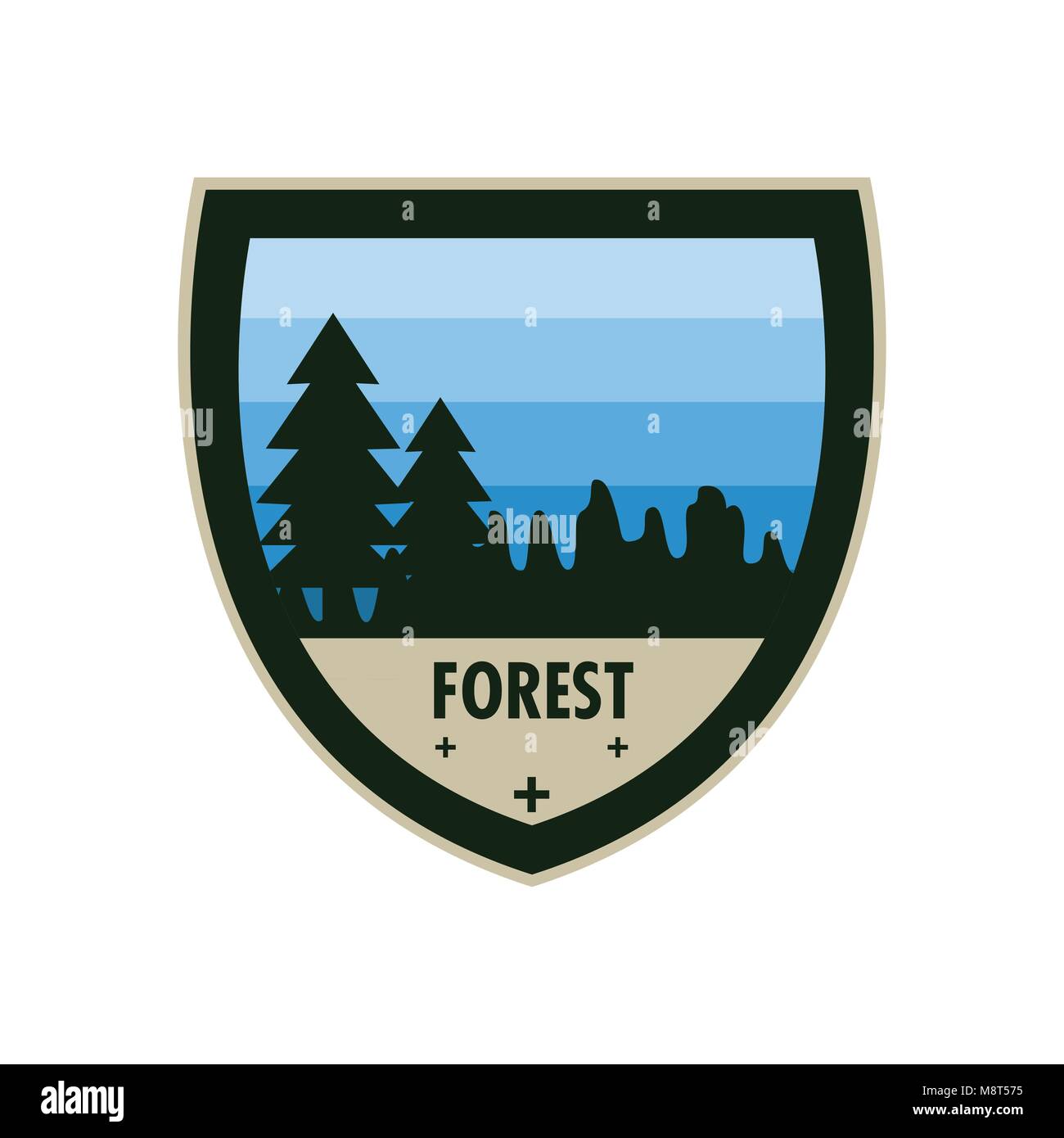 Blue Forest Adventure Shield Badge Vector Illustration Graphic Design ...