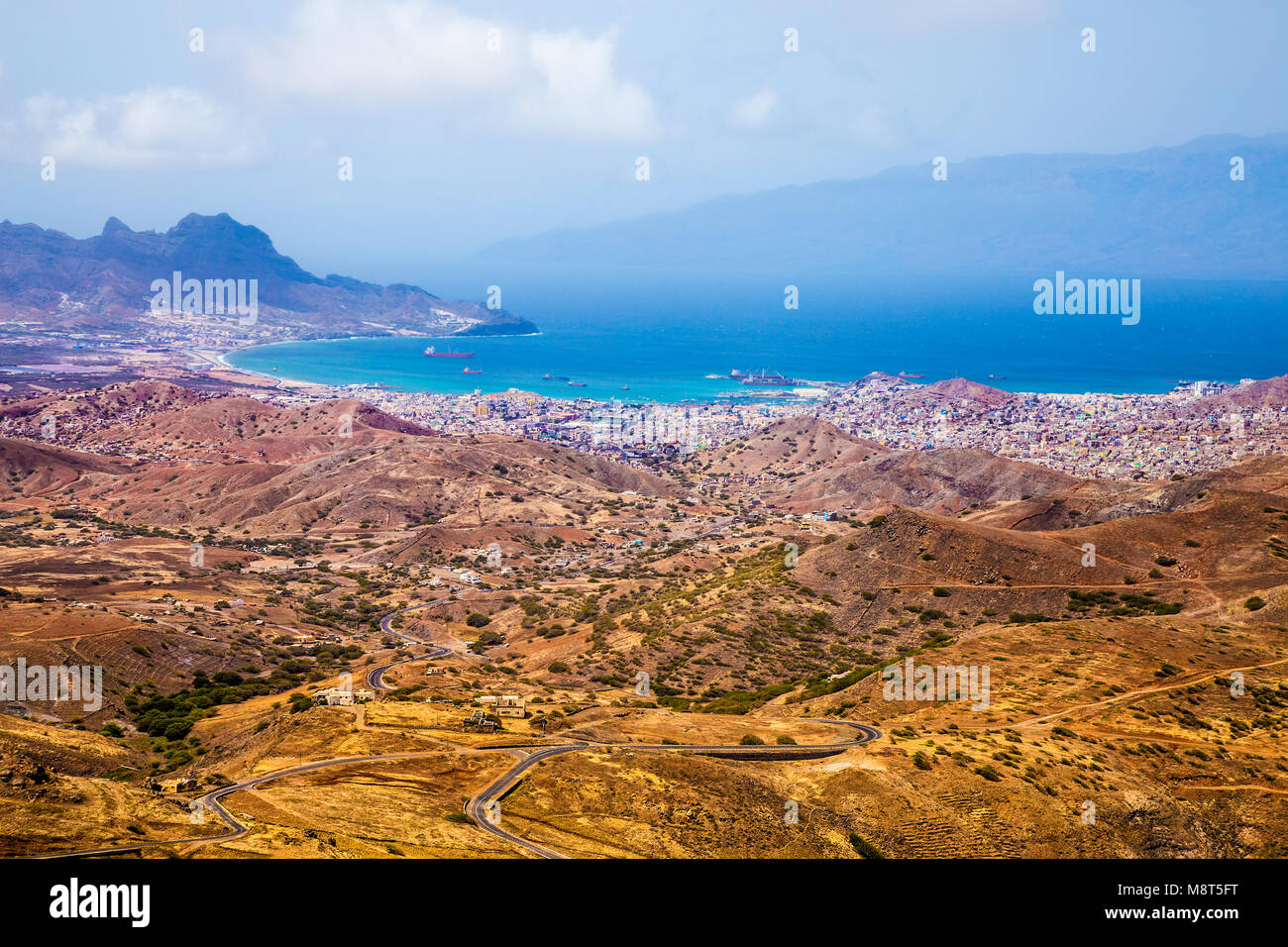 Bay and town of Mindelo, Island São Vicente, Cape Verde, Cabo Verde ...