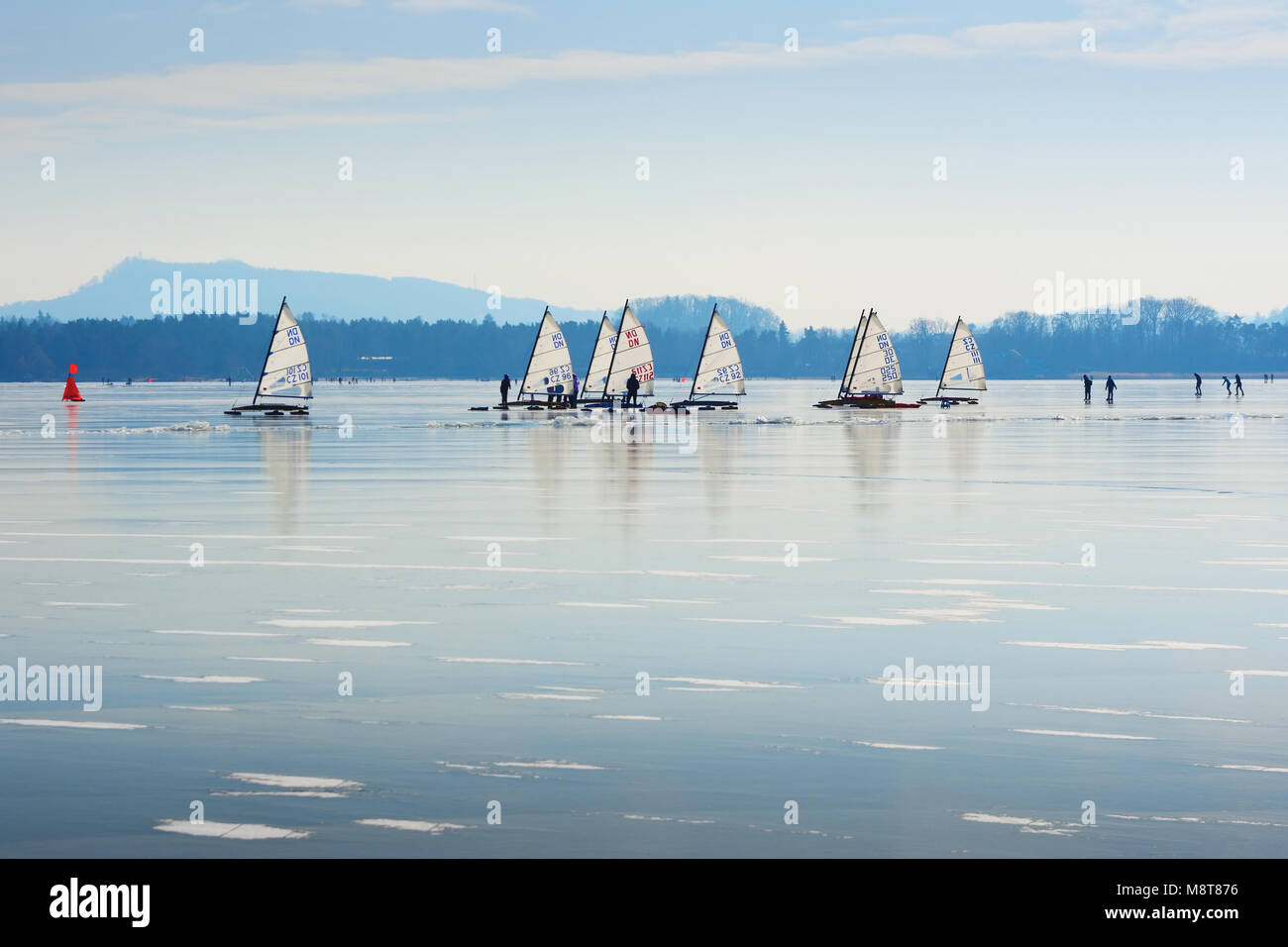 Ice yachting training. 4th of February 2018, Machovo lake, Czech ...