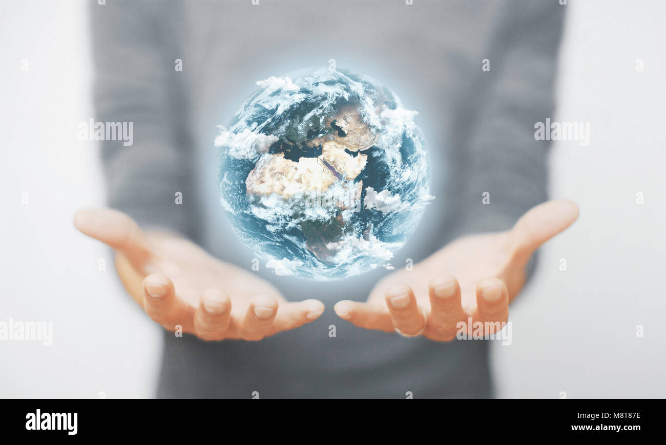 Globe on hand and technology hi-res stock photography and images - Alamy