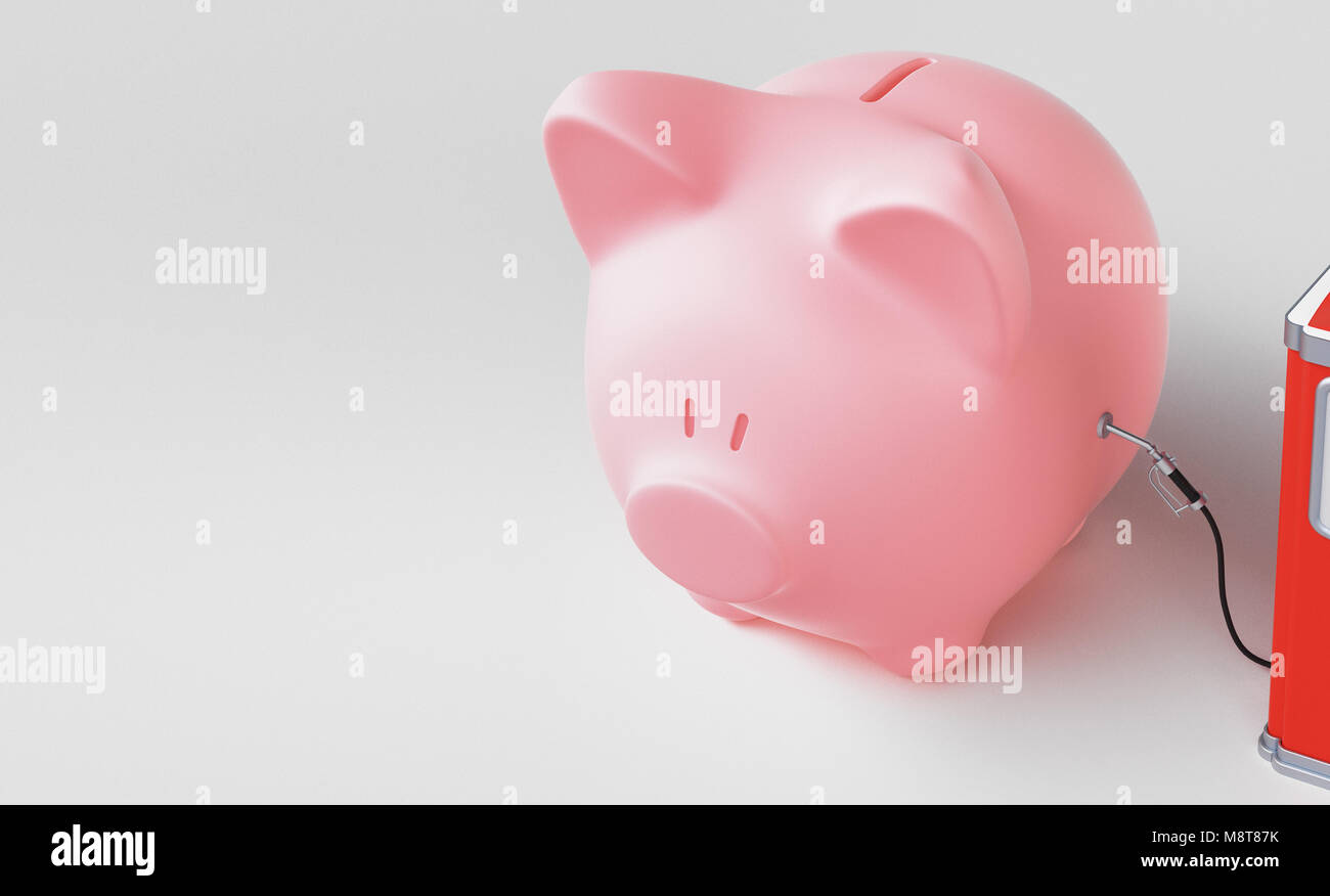 Pink piggy bank and fuel, money, 3d render illustration Stock Photo - Alamy