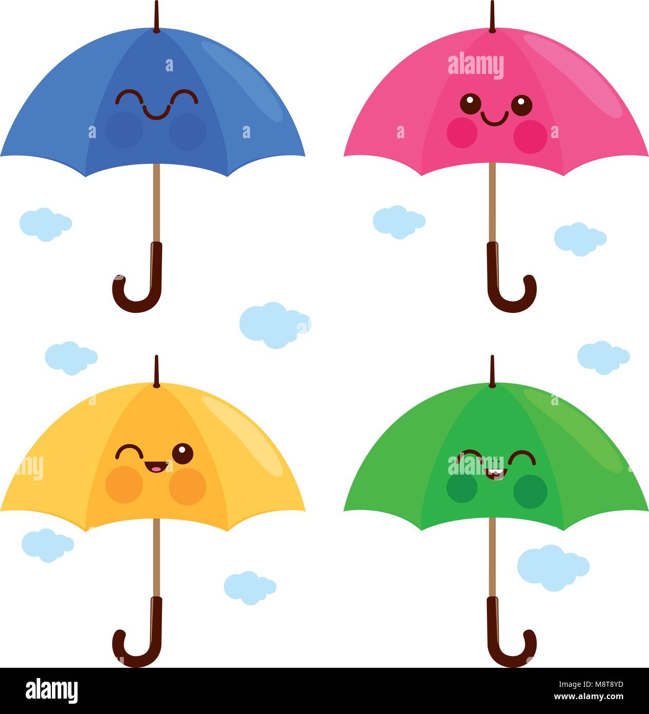 Vector set of cute and colorful umbrella characters Stock Vector Image ...
