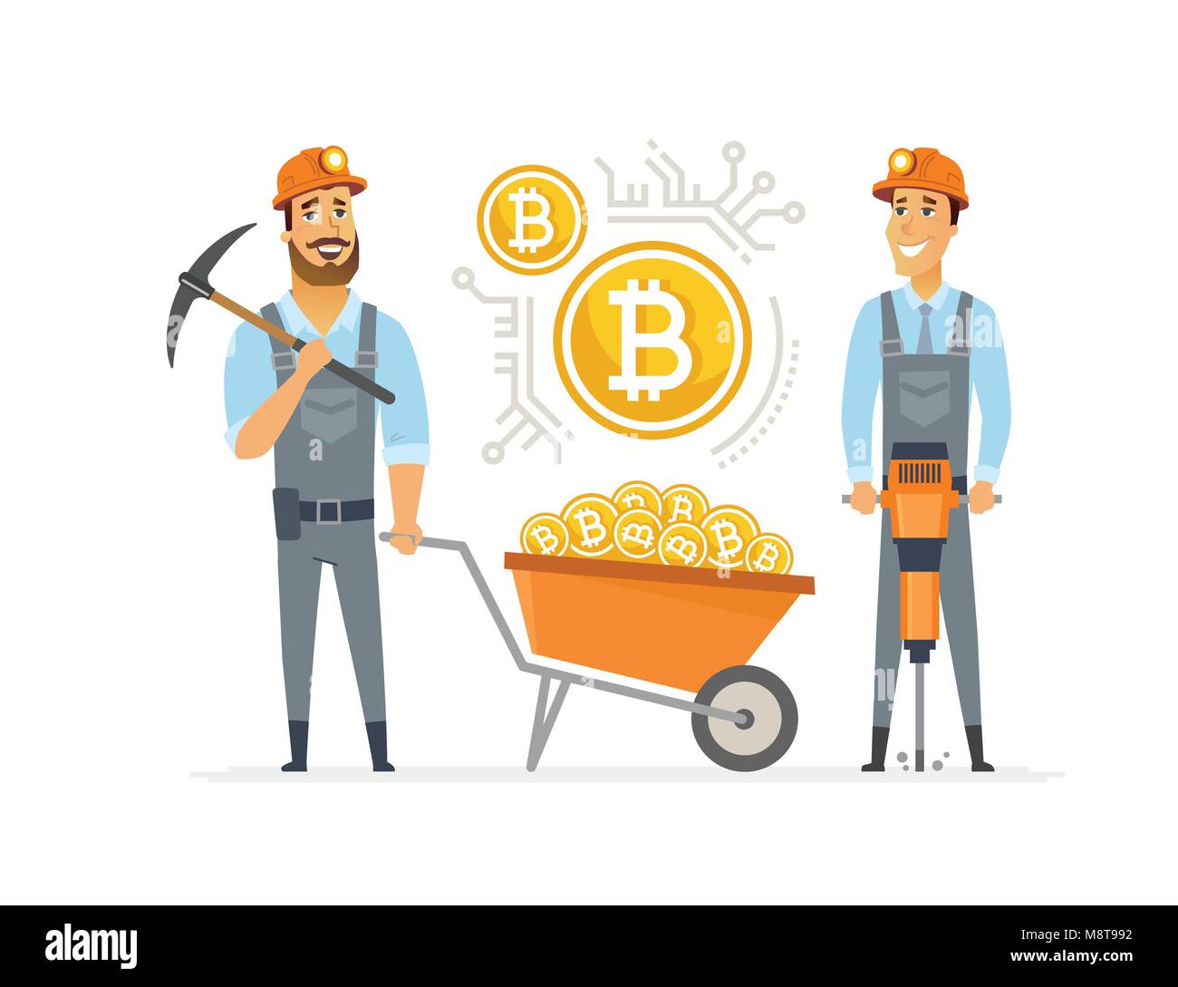 Bitcoin miners - cartoon people character isolated illustration Stock ...