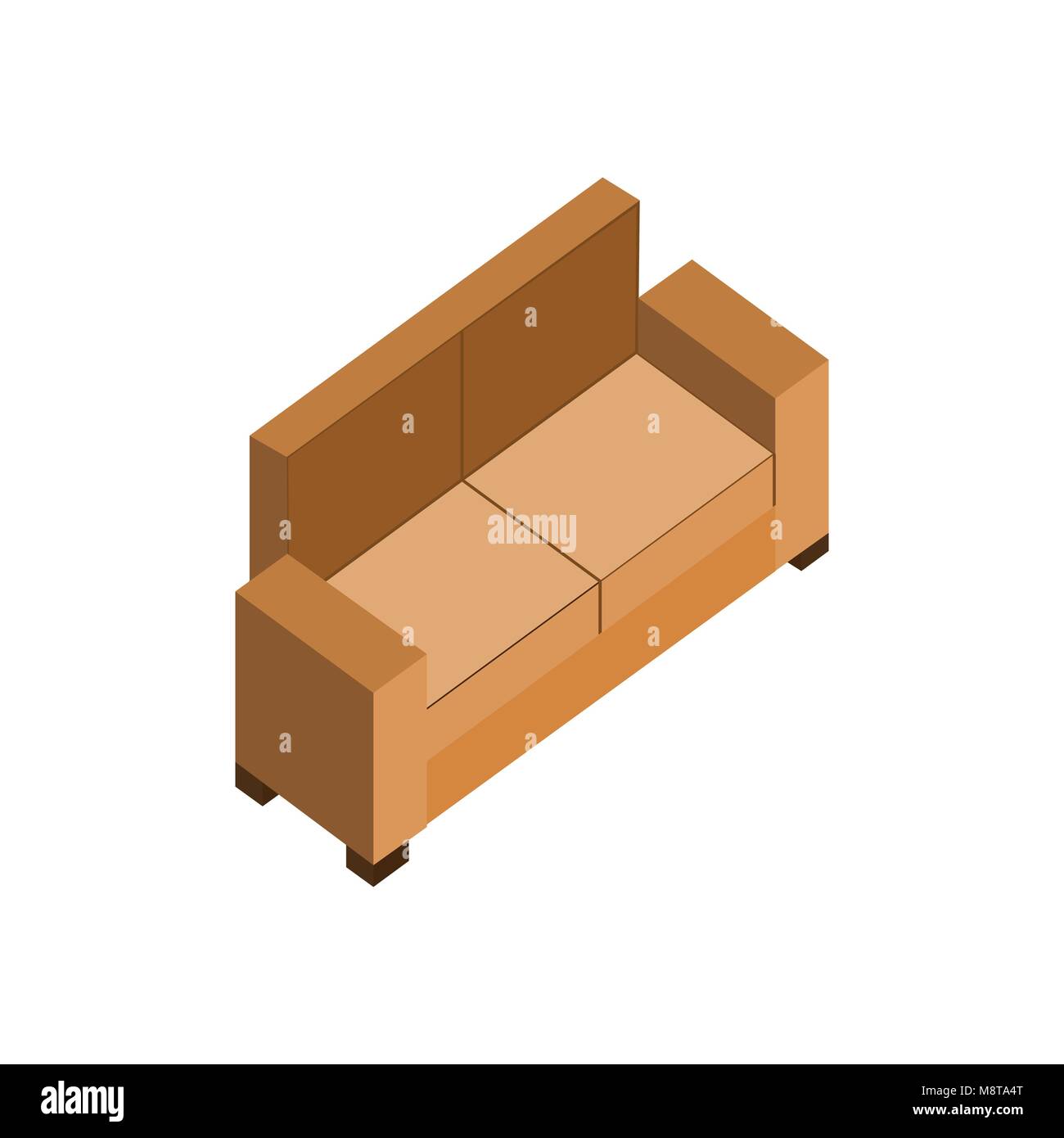Leather Brown Couch 3D Isometric Furniture Vector Illustration Graphic ...