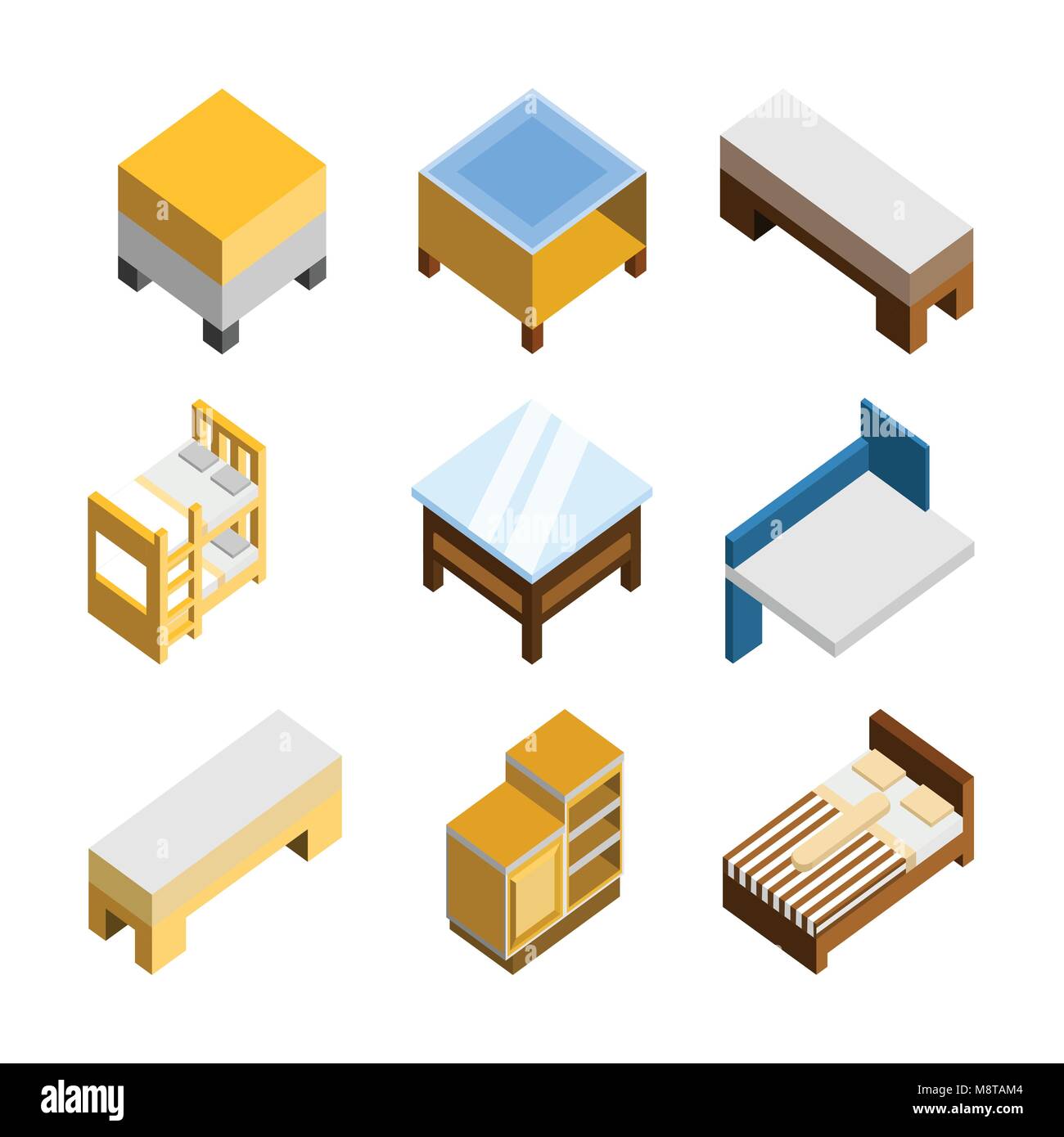 3D Isometric Home Furniture Vector Illustration Graphic Design Set ...