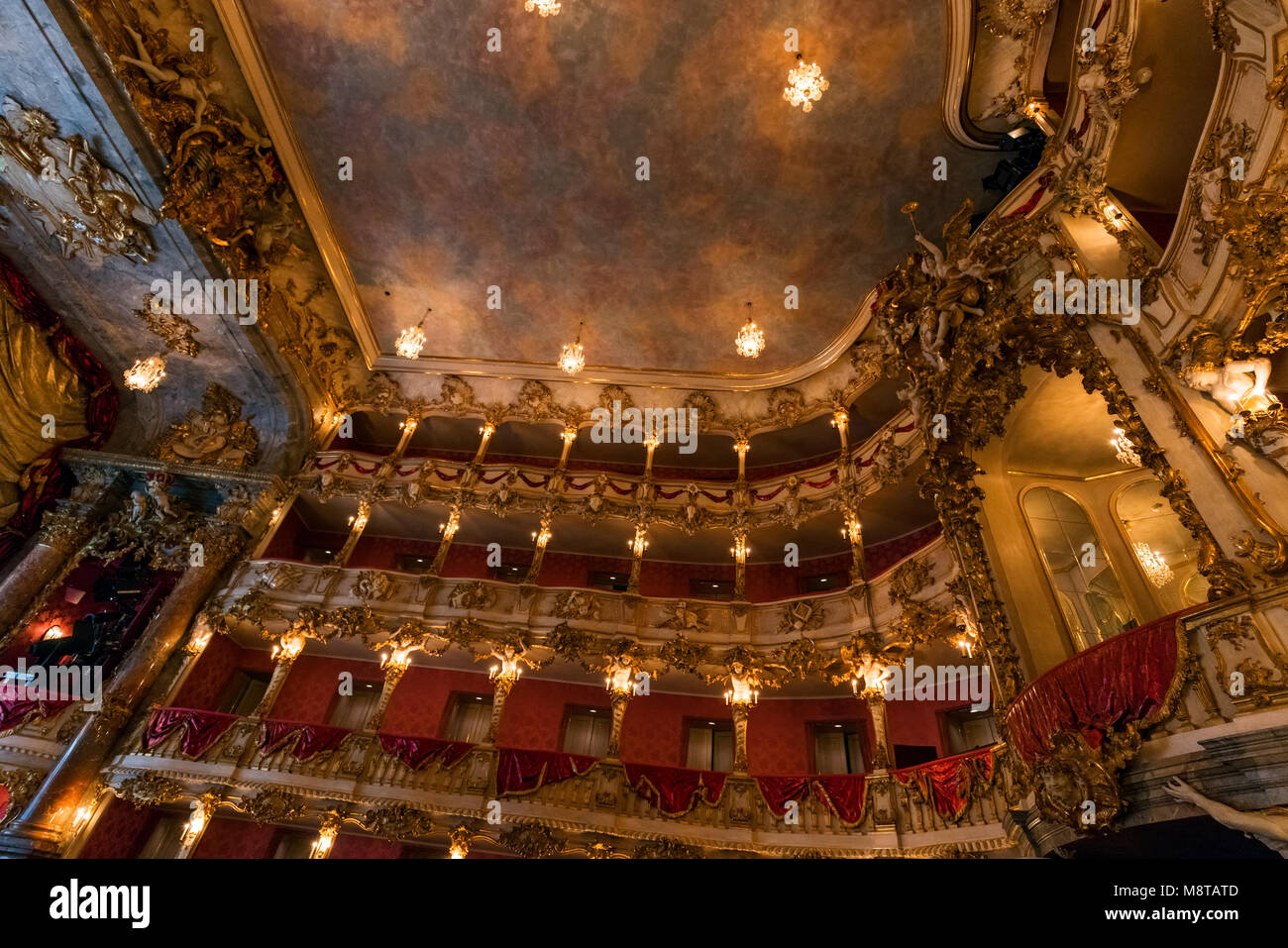 Beautiful interior of Old Residence Theatre in Munich. It is the former ...